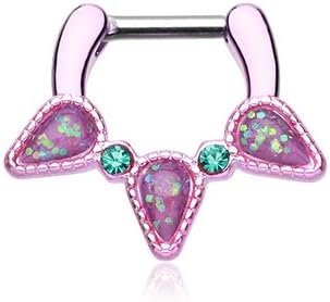 Amazon.com: WildKlass Jewelry Pink Septum Clicker 14g 1/4" 6mm Opal ...