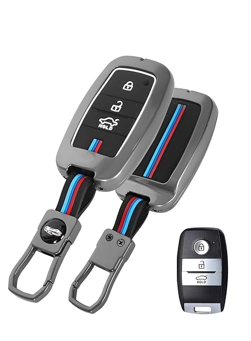 Auto Thrill Premium Metal Key Cover for Kia Seltos, Carens, Sonet - 3 ...