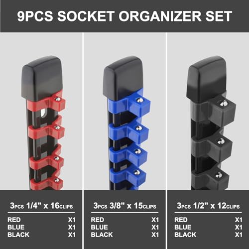Gunpla 9pcs Socket Organizer Set, Metric SAE Tool Storage Socket Holder ...