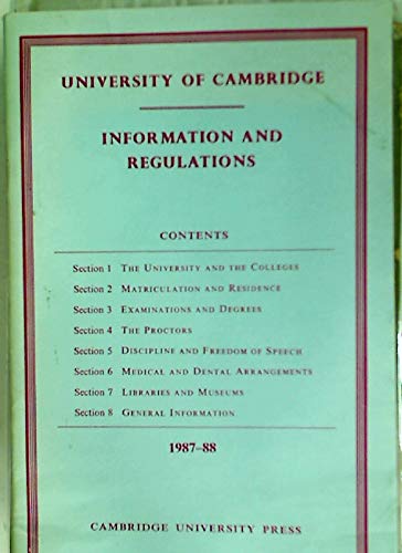 Cambridge University Handbook, 1988-89 (Cambridge University Guide ...