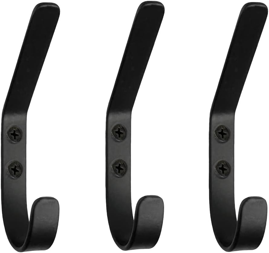 Amazon.com: Handmade Metal Double Coat Hooks Set of 3 Pcs Wrought Iron ...