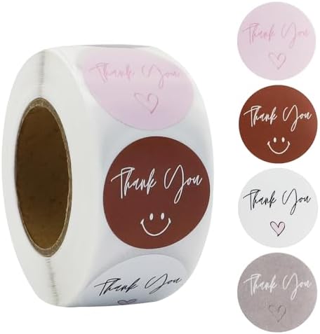 ALLY-MAGIC 500 pcs Thank You Stickers, Self Adhesive Round Paper Label ...