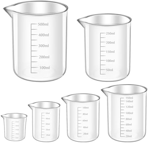Amazon.com: 8 pcs Plastic Graduated Beakers Transparent Lab Measuring ...