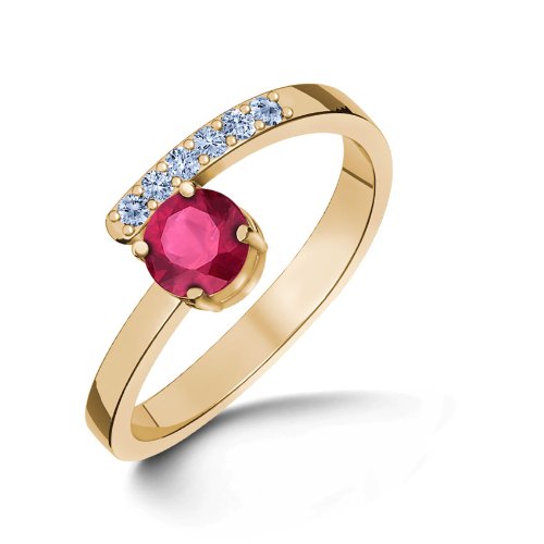 Buy CaratLane 18k Yellow Gold and Diamond Promise Ruby Crossover Ring at Amazon.in