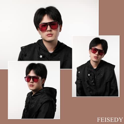 Amazon.com: FEISEDY Retro Square Aviator Sunglasses Women Men 70s Vintage Trendy Plastic Frame ...