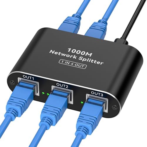 Amazon.com: Ethernet Splitter 1 to 4, gliship 1000Mbps High Speed ...