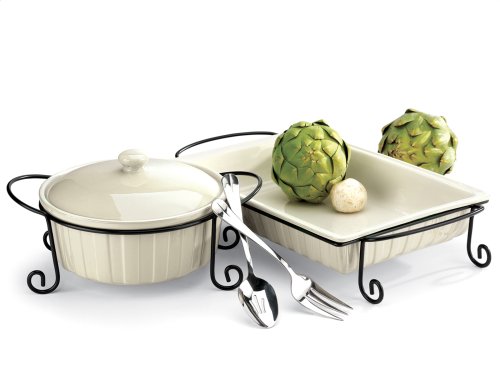 Buy Mayfair & Jackson 5 Piece Cream Stoneware Set with Stand 5154CRM ...