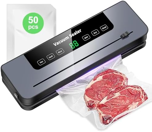 Vacuum Sealer Machine with 50pcs Vacuum Bags, 7 Modes Multi-Functional ...