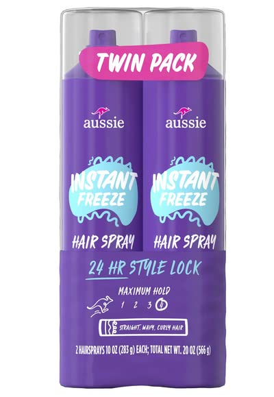 Amazon.com : Aussie Instant Freeze Hair Spray for Curly Hair, Straight ...