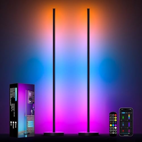 Corner Floor Lamp, 2 Pack LED Corner Lamp with APP and Remote Control ...