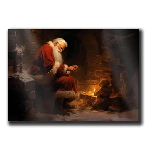 Amazon.com: Santa Claus Praying To Baby, Jesus Nativity Print ...