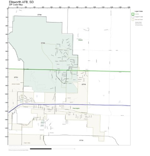 ZIP Code Wall Map of Ellsworth AFB, SD ZIP Code Map Not Laminated ...