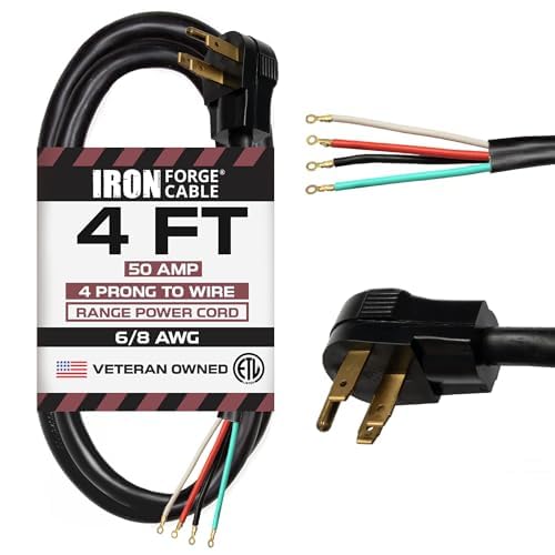 Amazon.com: Iron Forge Cable 4 Prong Range Power Cord 4 ft - 50 Amp RV ...