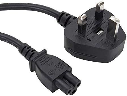 CS 1.8m ‘Clover Leaf’ C5 to UK Plug Mains Power Lead (5A): Amazon.co.uk ...