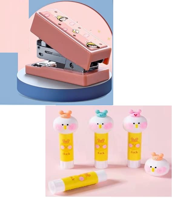 TEMSON Stapler Machine And Glue Stick Combo - Mini Size Stapler with ...