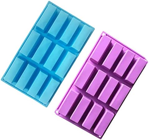 2 Pack Medium Narrow Silicone Rectangle Molds, 12-Cavity,Protein ...