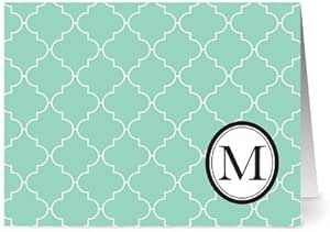 Amazon.com : Note Card Café Monogram Mint ‘M’ Letter Cards | Grey ...
