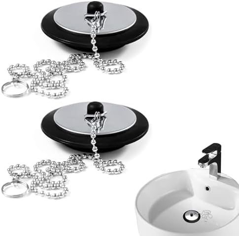 Rizzor 2 Pcs Universal Bath Plug, PVC, Black, 42mm-45mm, Kitchen ...