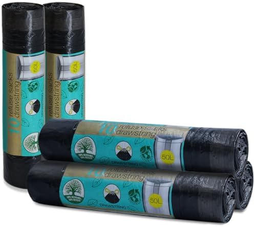 50 Refuse Sacks 50L - Strong Durable, Leak-Resistant, Recyclable Bins ...