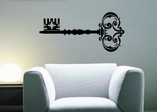 Amazon.com: Decorative Key - Vinyl Wall Art Decal - Home Décor - Black ...