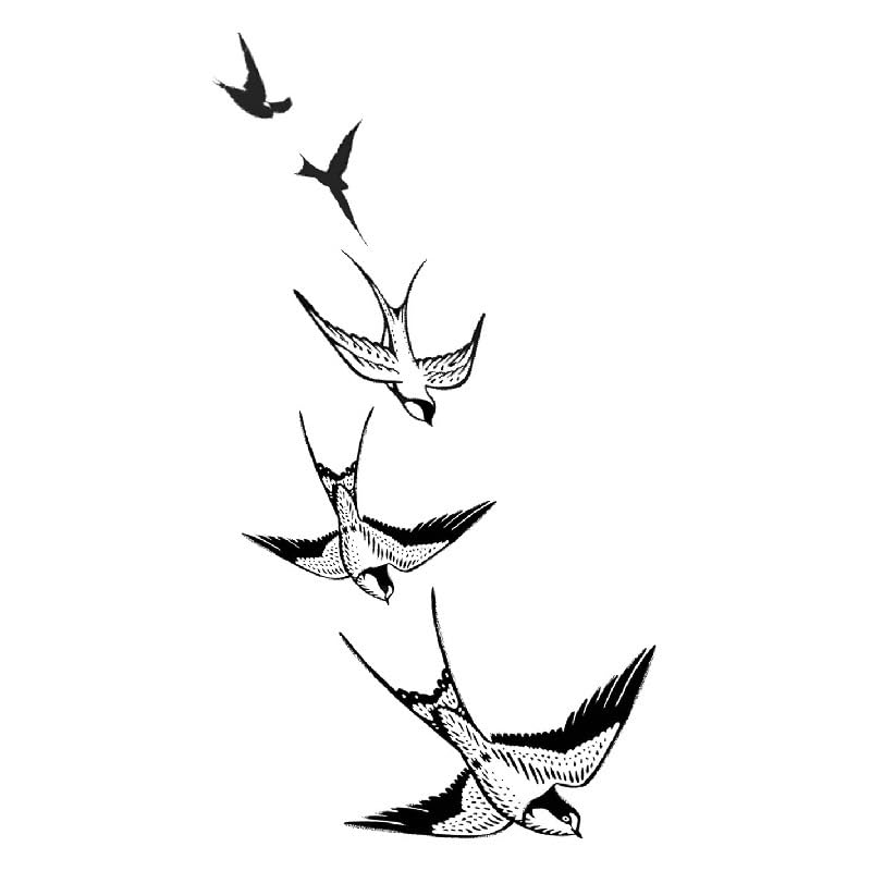 Fineline Tattoo – Fliegende Vögel Tattoo Idee - Bodyartnet Magazin