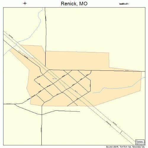 Large Street & Road Map of Renick, Missouri MO - Printed poster size ...