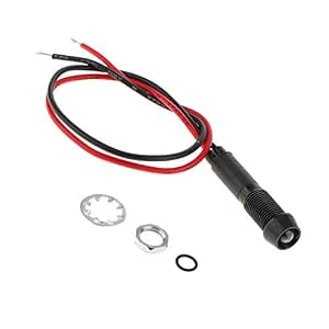 8mm 12V Concave Metal Indicator Pilot Dash Light Lamp Wire Lead White ...