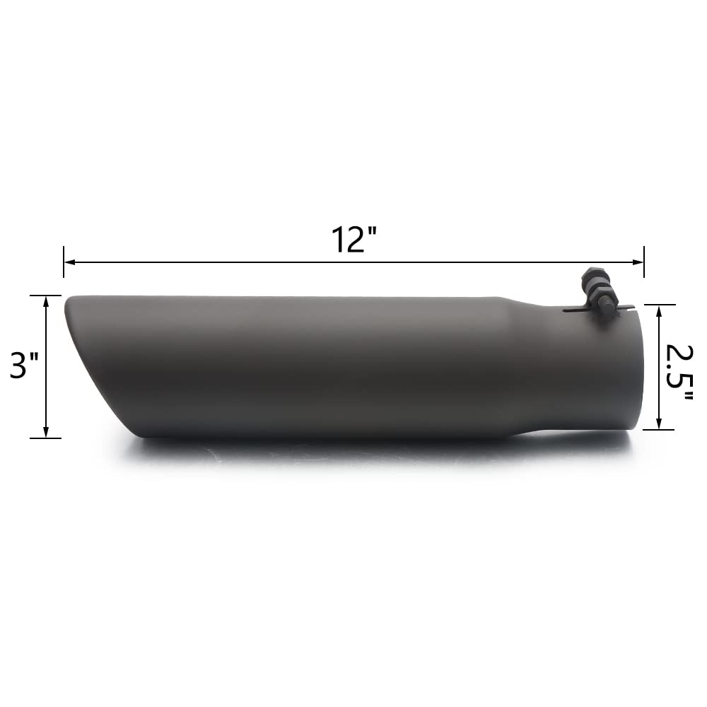 Snapklik.com : LCGP 2.5 Inch Inlet Exhaust Tip,2.5 X 3 X 12 Black ...