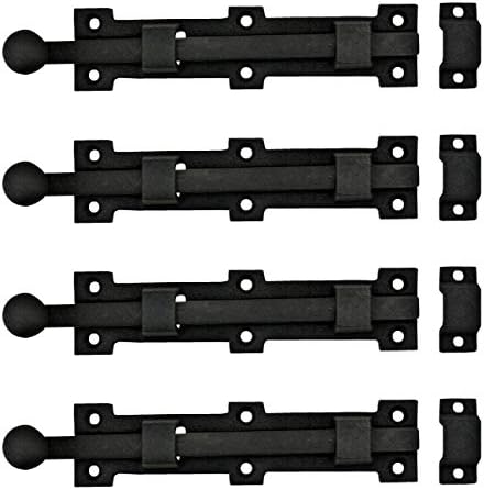 Renovators Supply Manufacturing Slide Bolt Latch 9 in. Black Iron Ball ...
