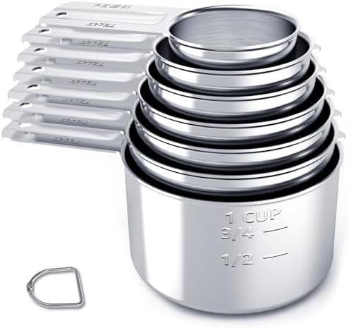 Amazon.com: Measuring Cups Stainless Steel 7 Piece Stackable Set for ...