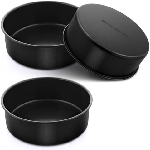 6 Inch Cake Pan Set of 3, E-far Stainless Steel Round Smash Cake Baking ...