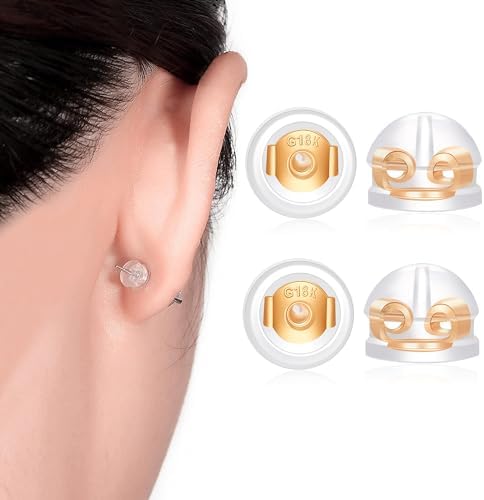 Amazon.com: HANGINTHERE 18k Gold Locking Secure Earring Backs for Studs ...