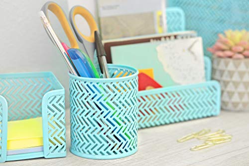 Teal Aqua Desk Organizer Office Desk Set - 5 Desktop - Want It All