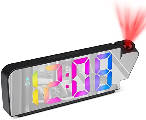 Cuteefun Ceiling Projector Alarm Clock, Mirror Alarm Clock with LED ...