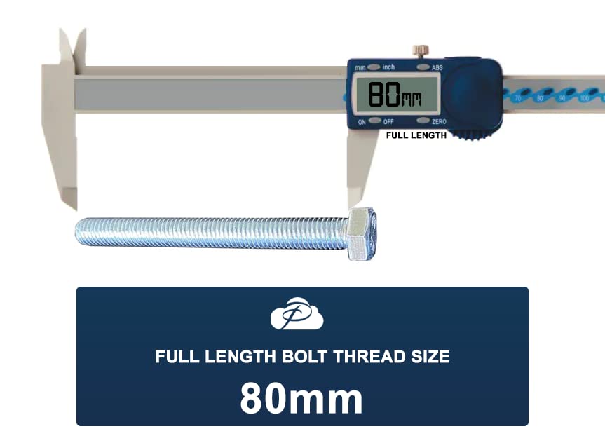 M8 (8mm x 80mm) Long Square Hex Bolt Coach Carriage Screws (20pcs Bolts ...