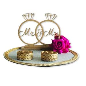 Buy LOOPS N KNOTS Wedding Ring Platter With 2 Wedding Ring Holders For ...