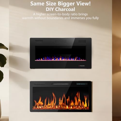 Pixelora Electric Fireplace Inserts Modernos - Wall Fireplace With App ...