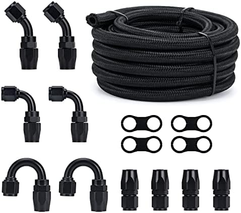 Amazon.com: 6AN Fuel Line Kit 3/8" CPE Nylon Braided Oil Fuel Hose 20FT ...