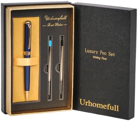 Amazon.com : Urhomefull Blue Ballpoint Pen with Real 24K Gold Finish ...