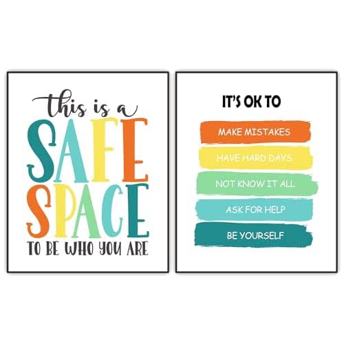 Amazon.com: This Is a Safe Space Print, Be Yourself Wall Art, School ...