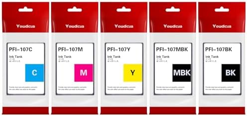 Amazon.com: PFI-107 130-ml Full Color Ink Tank Set(5-Pack,Matte Black/Black/Cyan/Magenta/Yellow ...