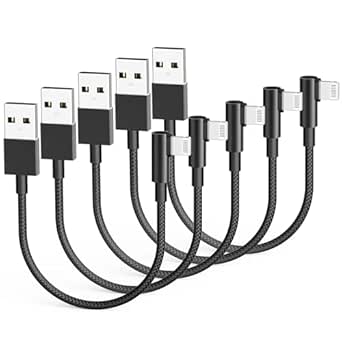 Short iPhone Charging Cable, 5 Pack [Apple MFi Certified] 90 Degree ...