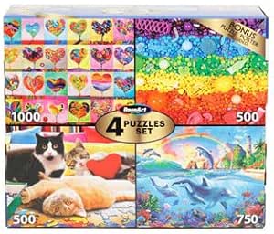 Amazon.com: Jigsaw Puzzle Set (1000 pc 750 pc 2-500 pc Puzzles) 4 Great ...