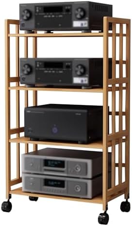 HiFi Furniture Stereo Cabinet - 4-Tier AV Media Tower Rolling Audio ...