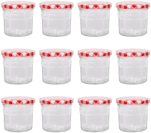 Nutley's 190ml Round Glass Jar with Screw-Top Lid - Red Gingham (Pack of 6) : Amazon.co.uk: Home ...