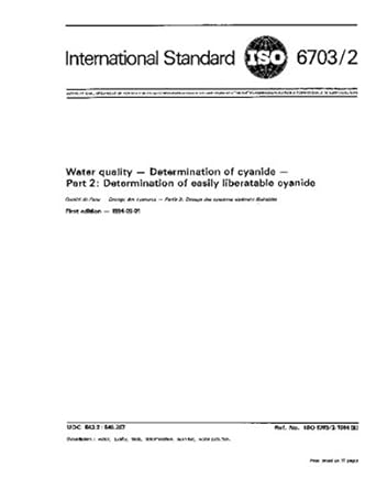 ISO 6703-2:1984, Water quality - Determination of cyanide - Part 2 : Determination of easily ...