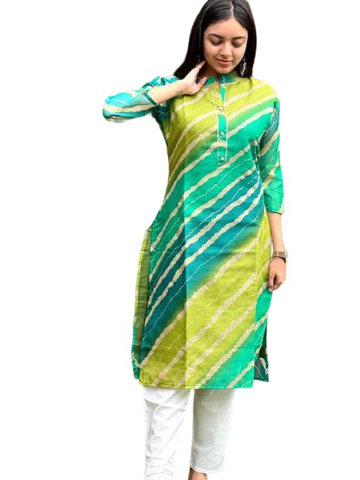 Buy Vvlpf Rajasthani Style Doriya Kurti | Designer Leharia Print Kurti ...