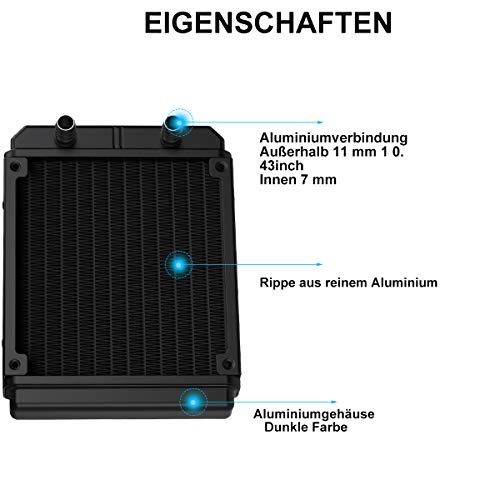 CLDIY Water Cooling Cooler, 12 Tube Aluminum Heat Exchanger Cooler with ...