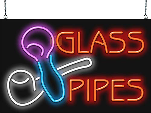 Amazon.com : Glass Pipes Neon Sign - Large Size - 32" wide x 20" high ...
