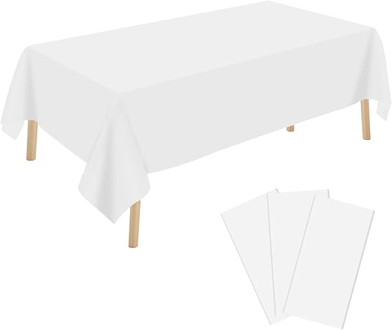 Amazon.com: YSYJ 3 Pack White Plastic Tablecloth Disposable Rectangular ...